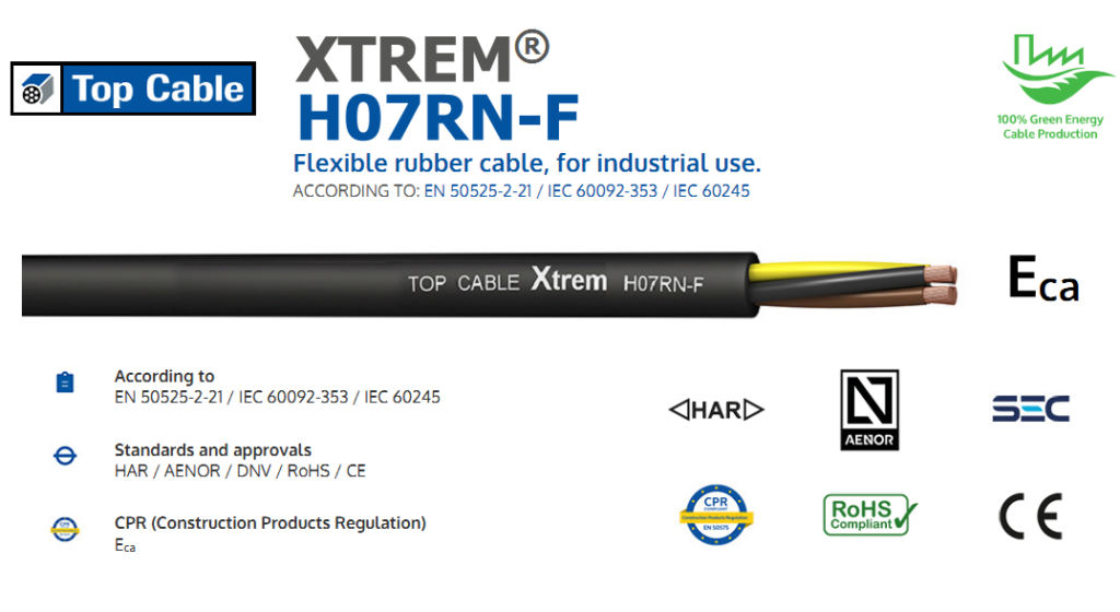 Cáp Cao Su TOPCABLE XTREM H07RN-F | Chính Hãng - Chống Dầu - Chống Nước - Giá Tốt Nhất