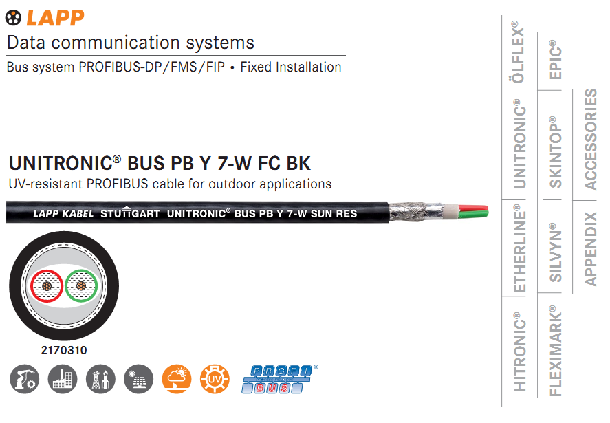 Cáp Tín Hiệu LAPP KABEL UNITRONIC® BUS PB Y 7-W FC BK | Chính Hãng ...