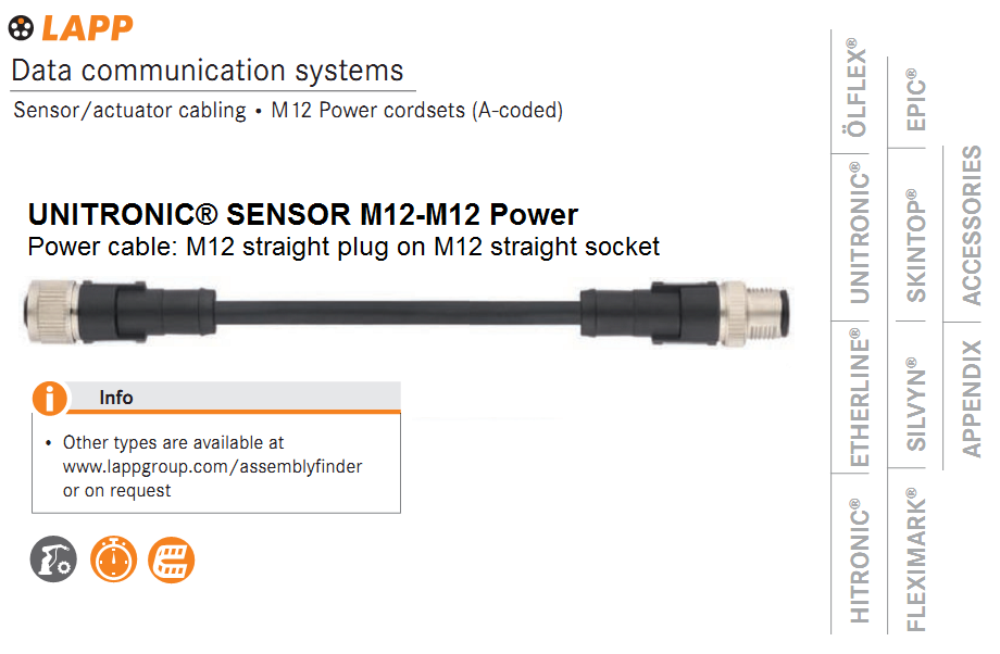 Đầu nối LAPP KABEL UNITRONIC® SENSOR M12-M12 Power | Chính Hãng - Giá ...