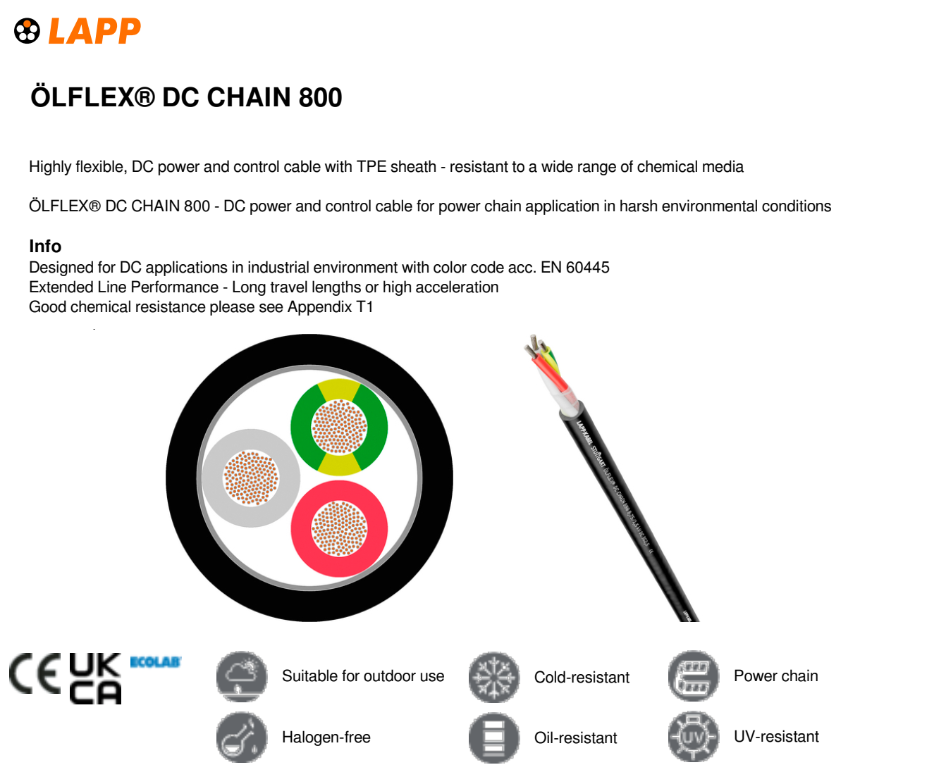 Cáp Điều Khiển LAPP KABEL ÖLFLEX® DC CHAIN 800 | Chính Hãng - Giá Tốt ...