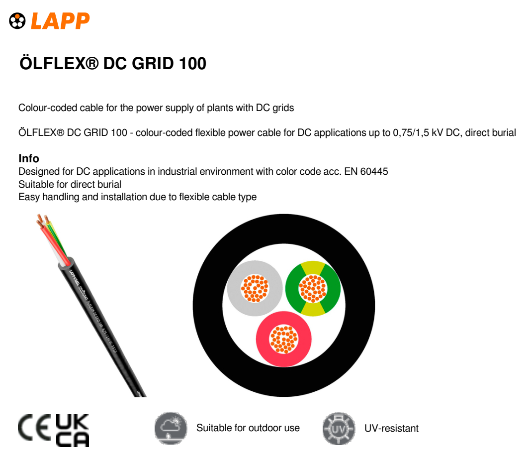 Cáp Điều Khiển LAPP KABEL ÖLFLEX® DC GRID 100 | Chính Hãng - Giá Tốt ...